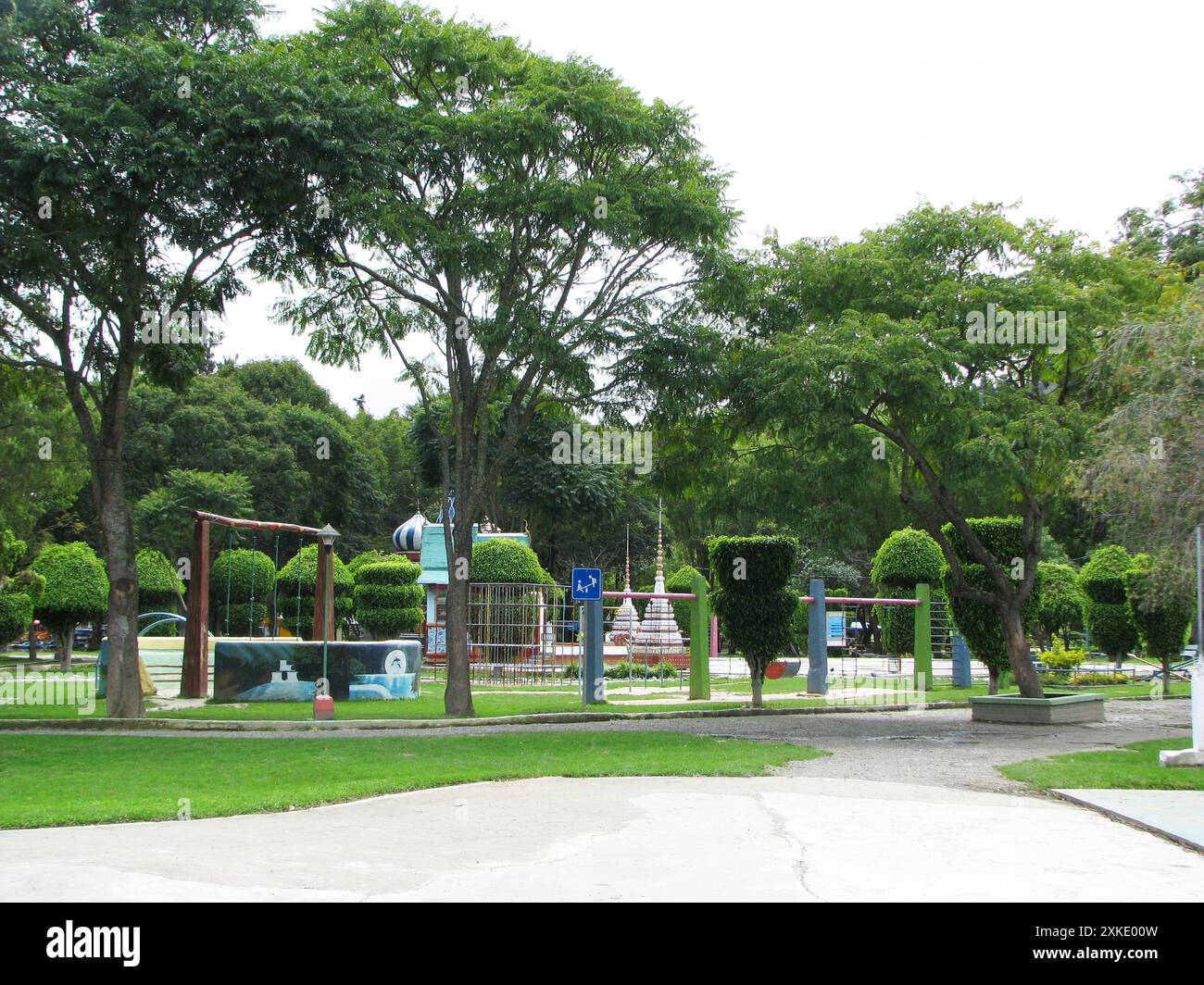Outdoor playground equipment in Jipiro Park of Loja, Ecuador Stock ...