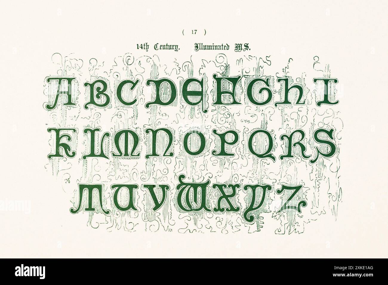 Antique decorative alphabet illustration. Plate from a 19th-century ...