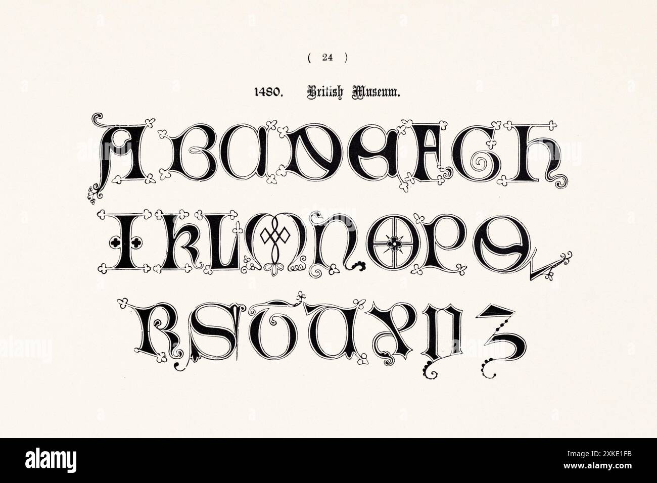 Antique decorative alphabet illustration. Plate from a 19th-century ...