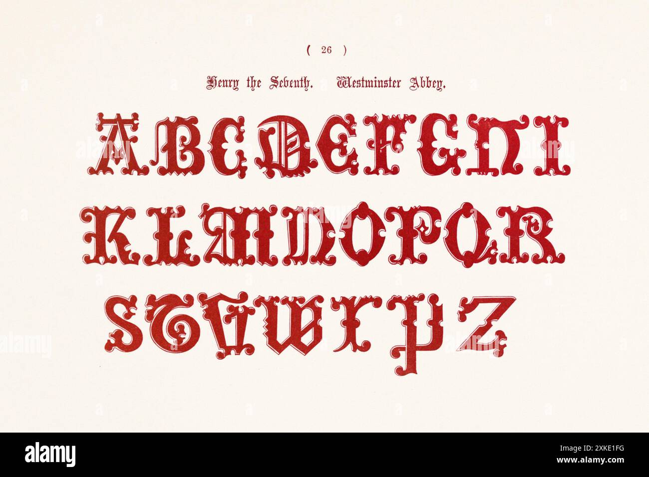 Antique decorative alphabet illustration. Plate from a 19th-century ...