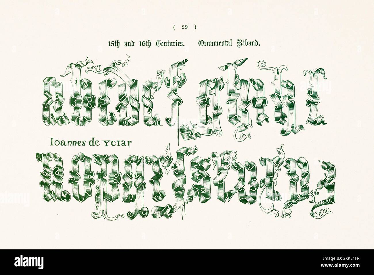 Antique decorative alphabet illustration. Plate from a 19th-century ...