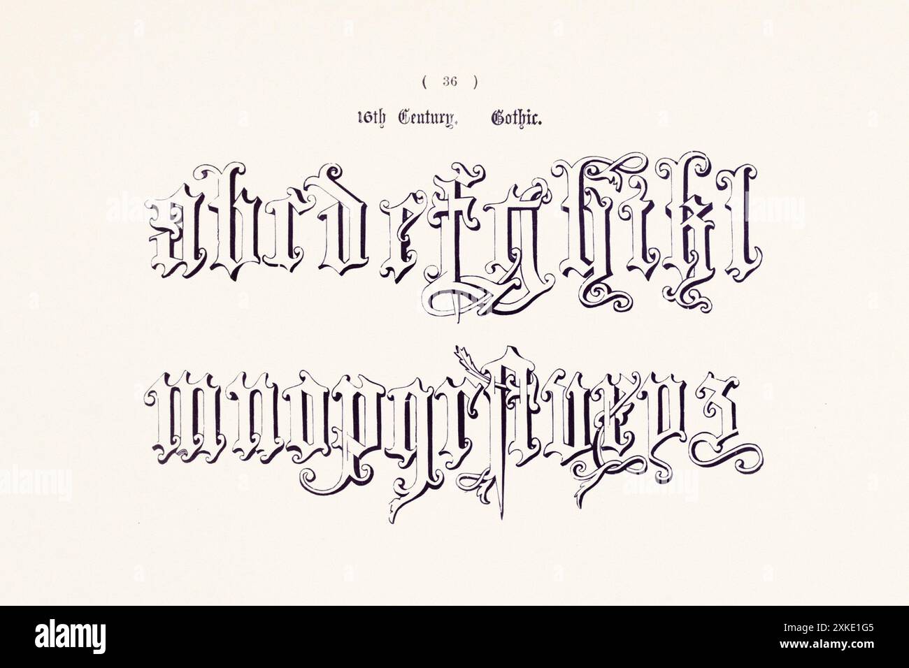 Antique decorative alphabet illustration. Plate from a 19th-century ...