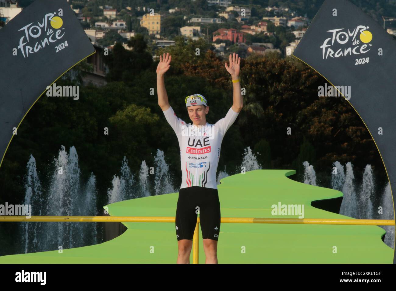 Tadej Pogacar Slovenia UAE Emirates stage winners award podium Tour de ...
