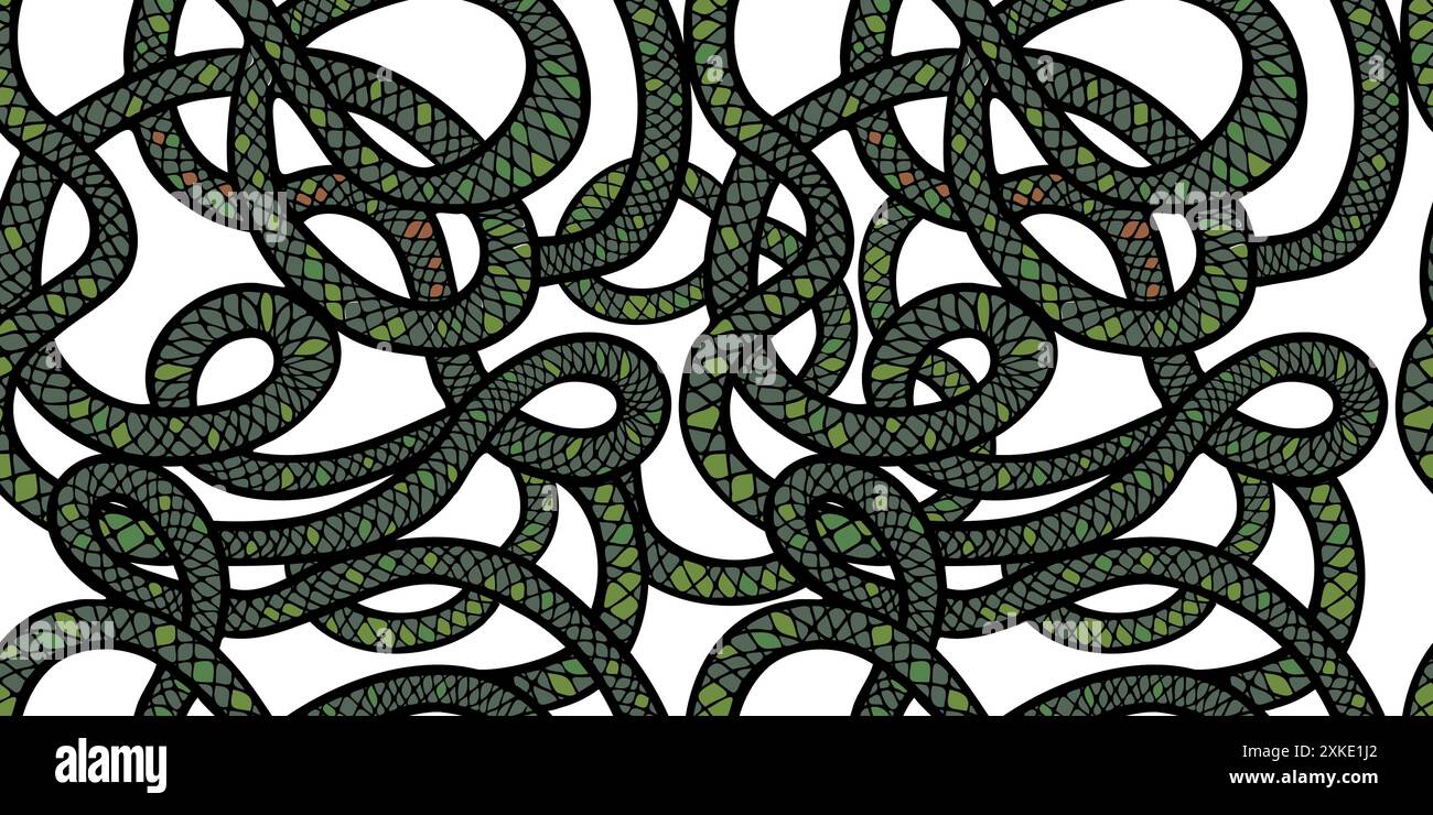 Snake seamless pattern. hand drawing. Not AI, Vector illustration Stock ...