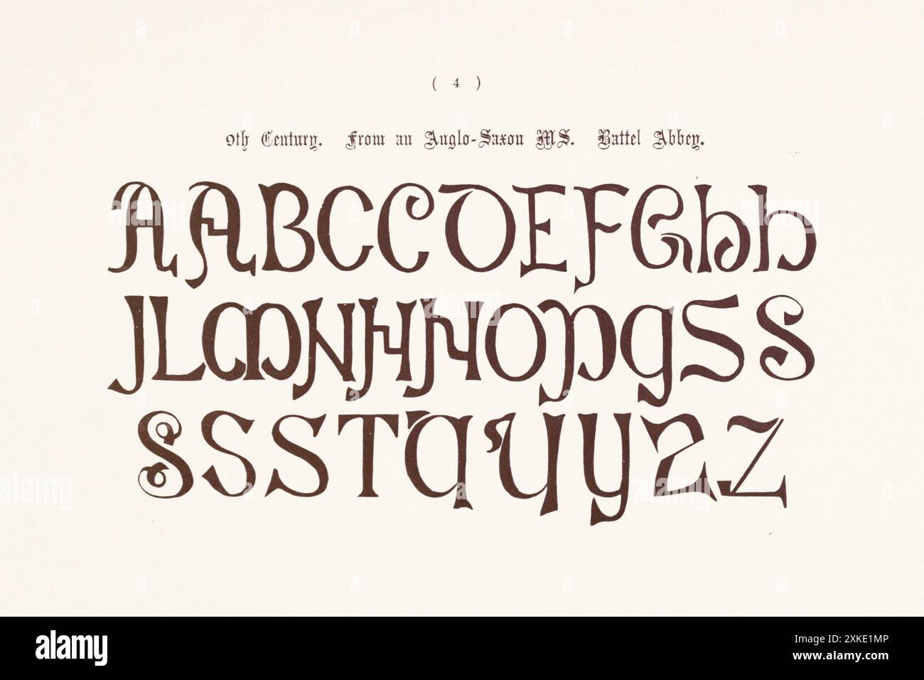 Antique decorative alphabet illustration. Plate from a 19th-century ...