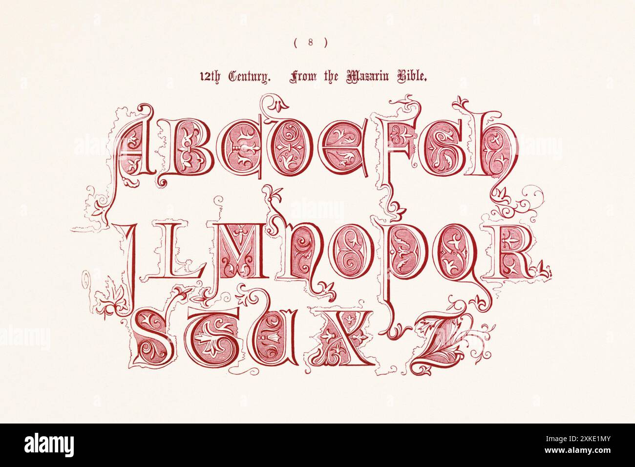 Antique decorative alphabet illustration. Plate from a 19th-century ...