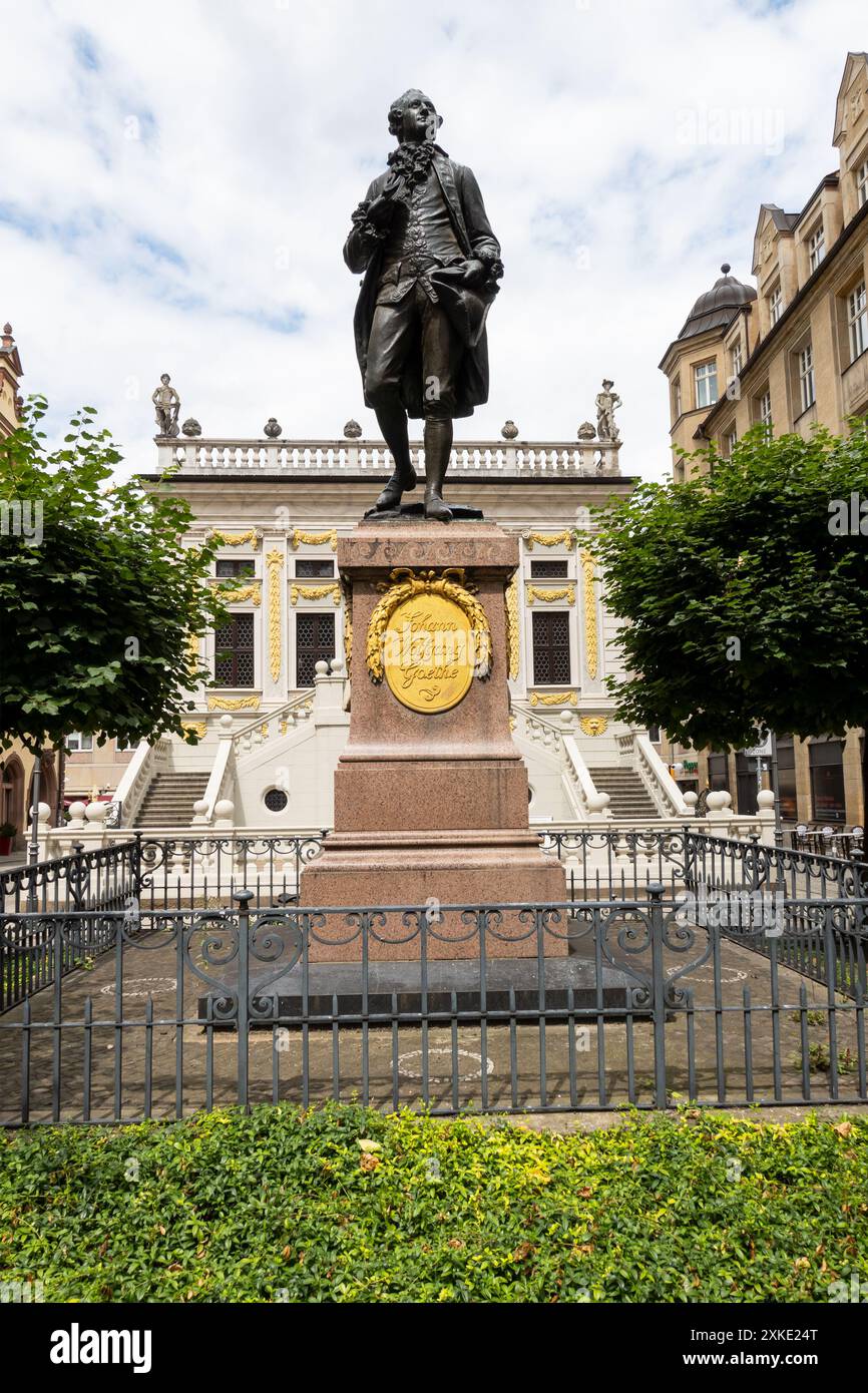 Goethe Memorial in Leipzig, Germany: Bronze Statue on Naschmarkt Square ...