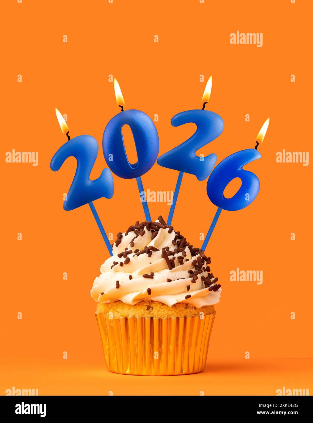 Happy New Year 2026 - Candles in the form of lit numbers Stock Photo ...