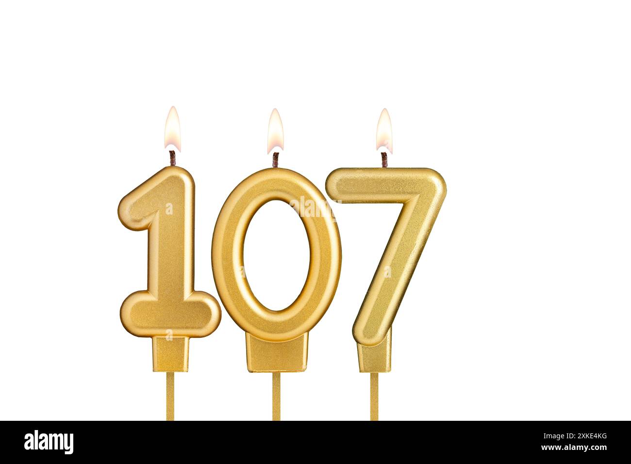 Birthday candle number 107 on white background Stock Photo - Alamy