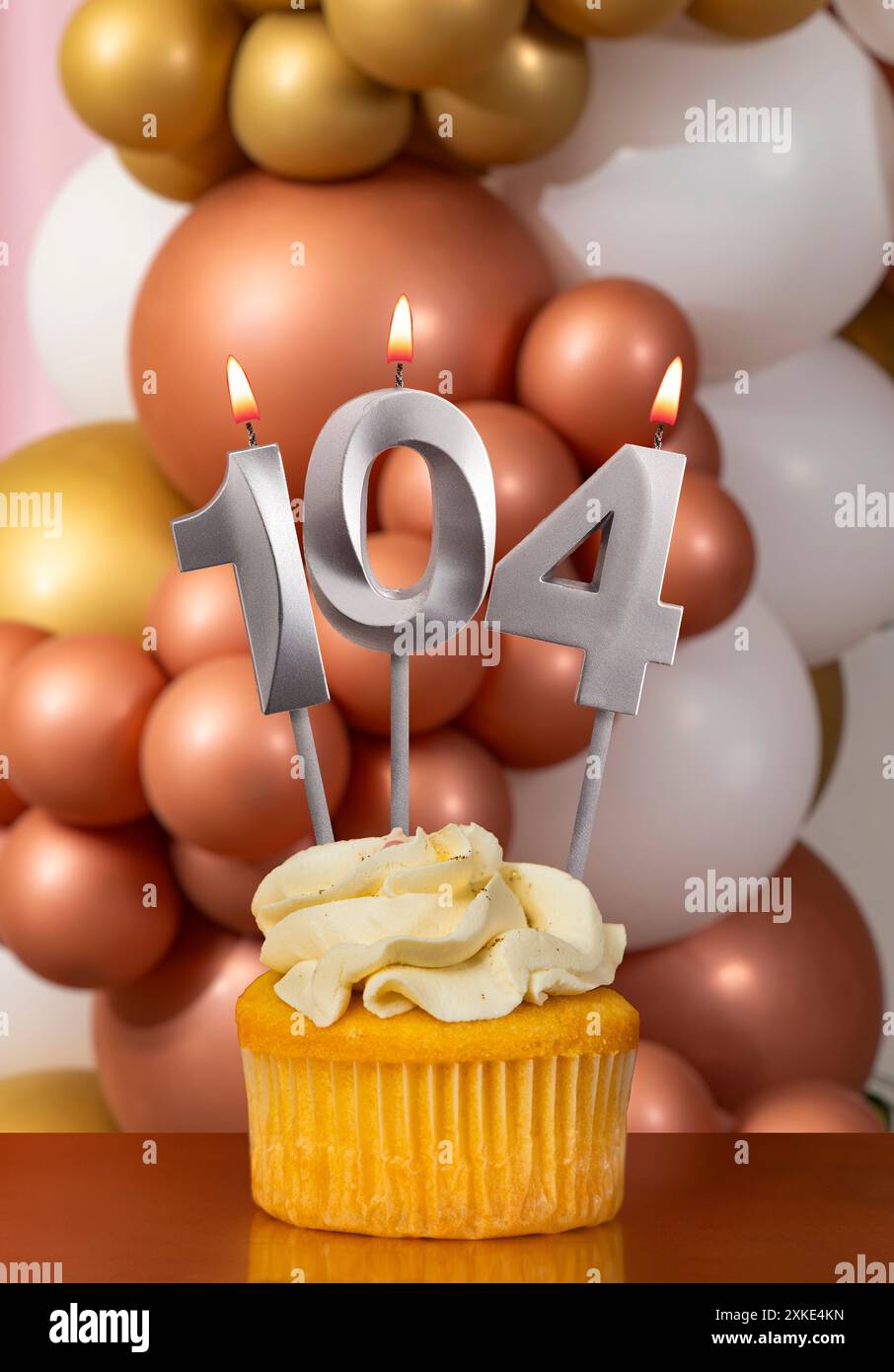 Birthday candle number 104 - Celebration balloons background Stock ...