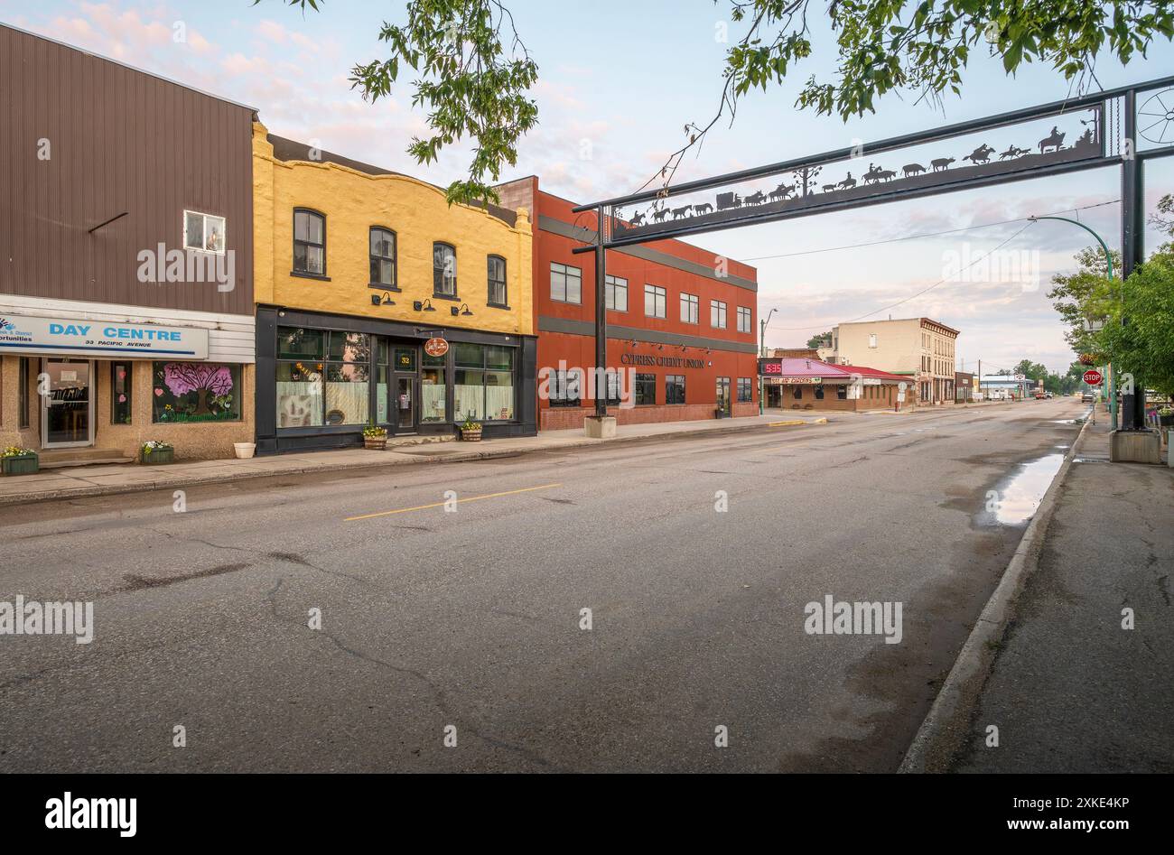 Maple Creek, Saskatchewan, Canada – July 05, 2024: Businesses lining a downtown street Stock ...