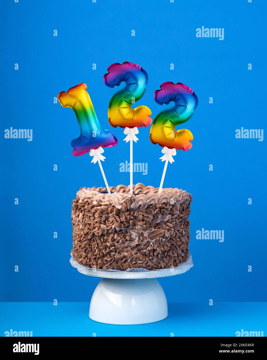 Birthday cake with balloon number 122 - Invitation card on blue ...