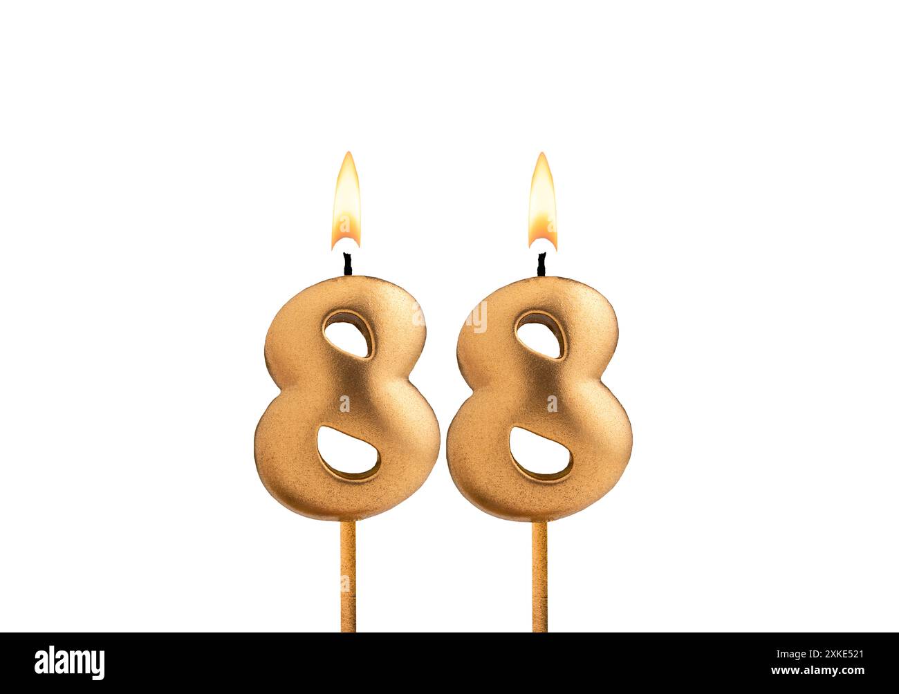 Birthday number 88 - Golden candle on white background Stock Photo - Alamy