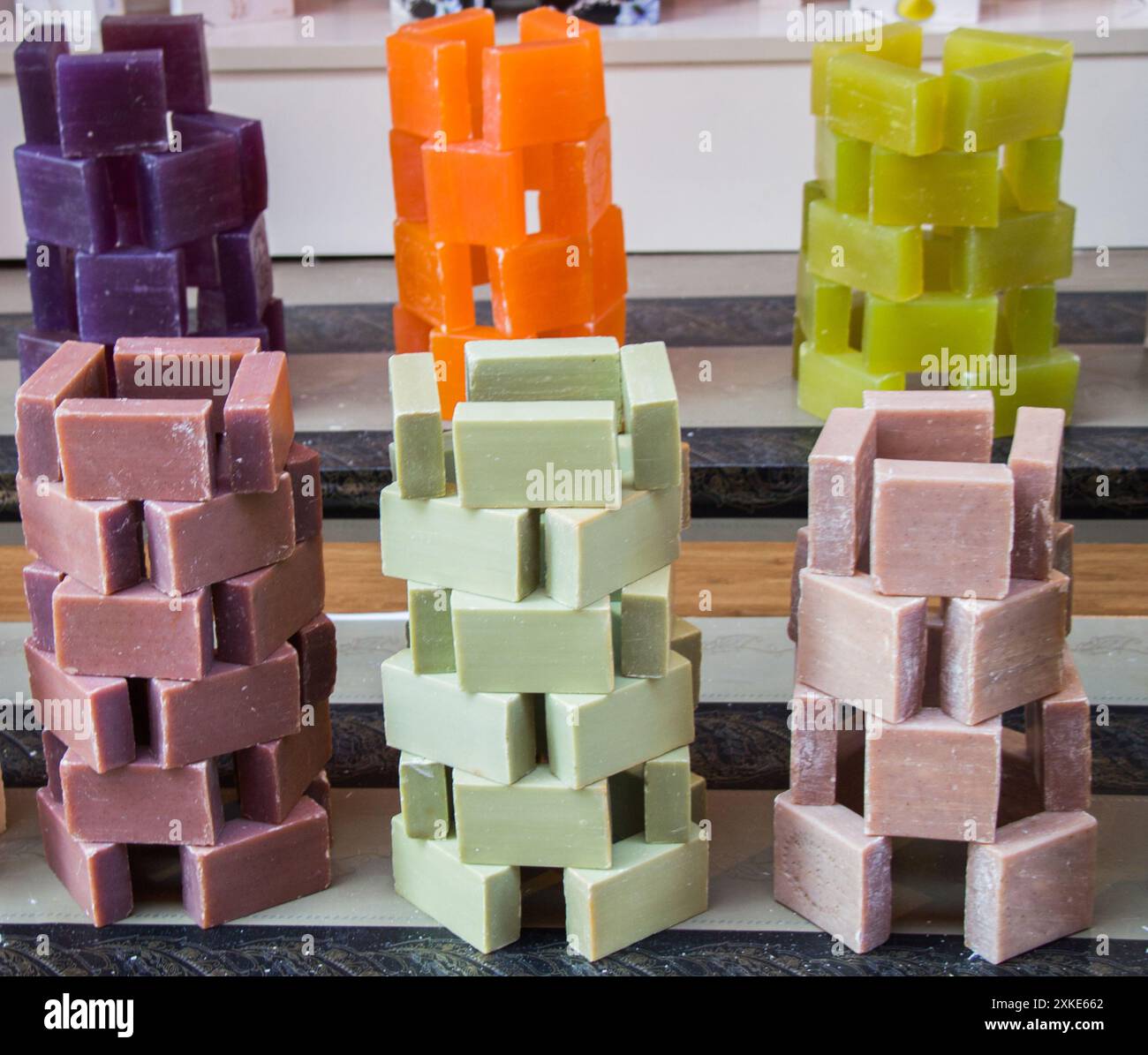 Collection of bars of fragrant hand made organic soap Stock Photo - Alamy