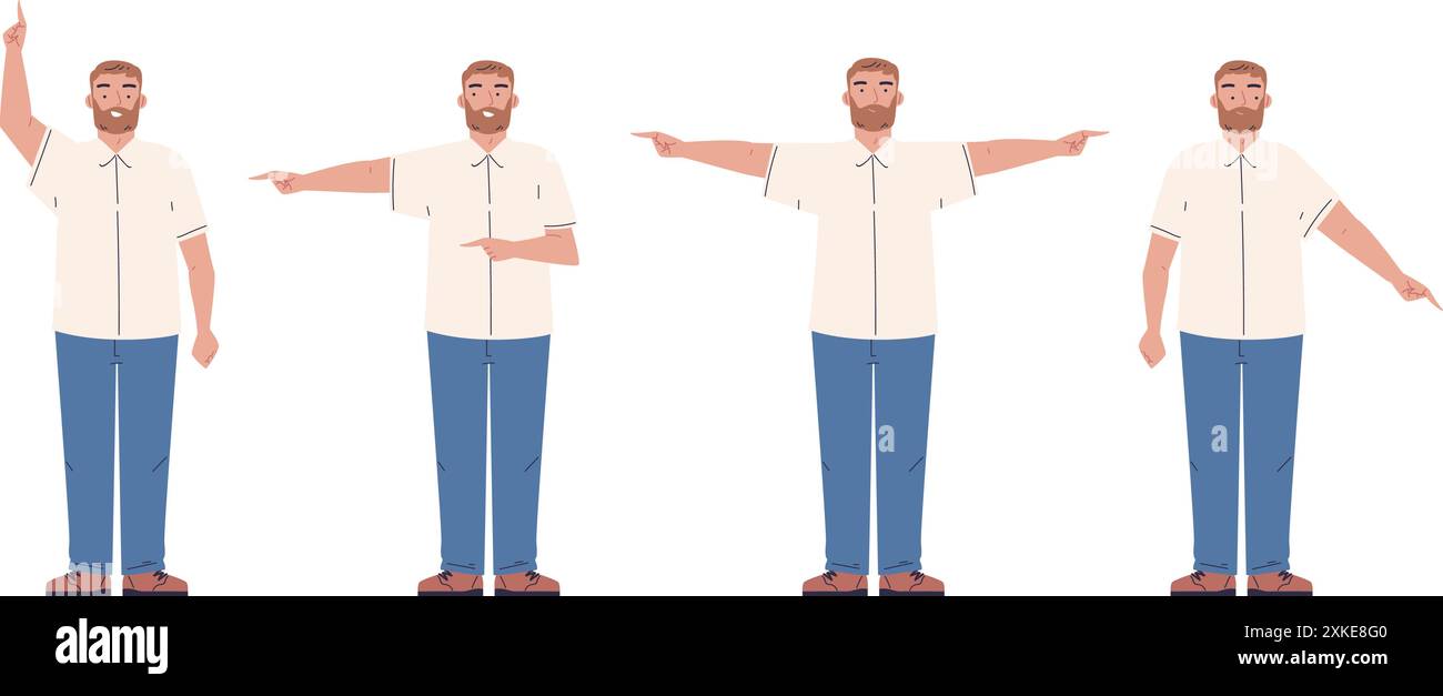 Man pointing direction. Businessman finger arm gesture showing index ...