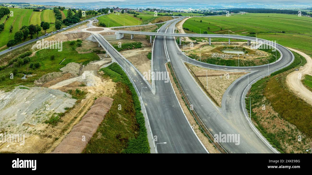 New fragment of highway under construction on Zakopianka road, Poland ...