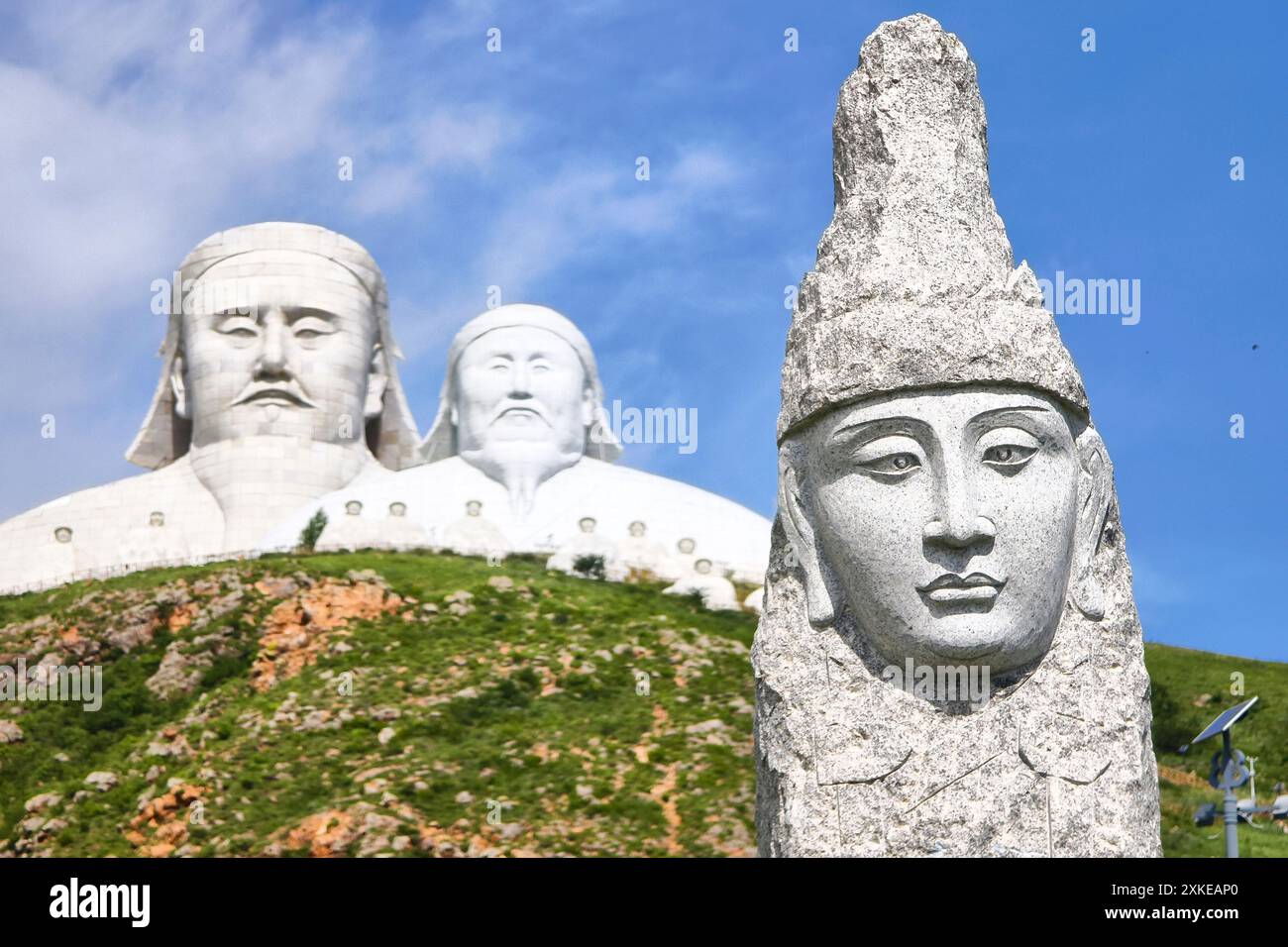 HOLINGOL, CHINA - JULY 21, 2024 - Spectacular giant statues of Genghis ...