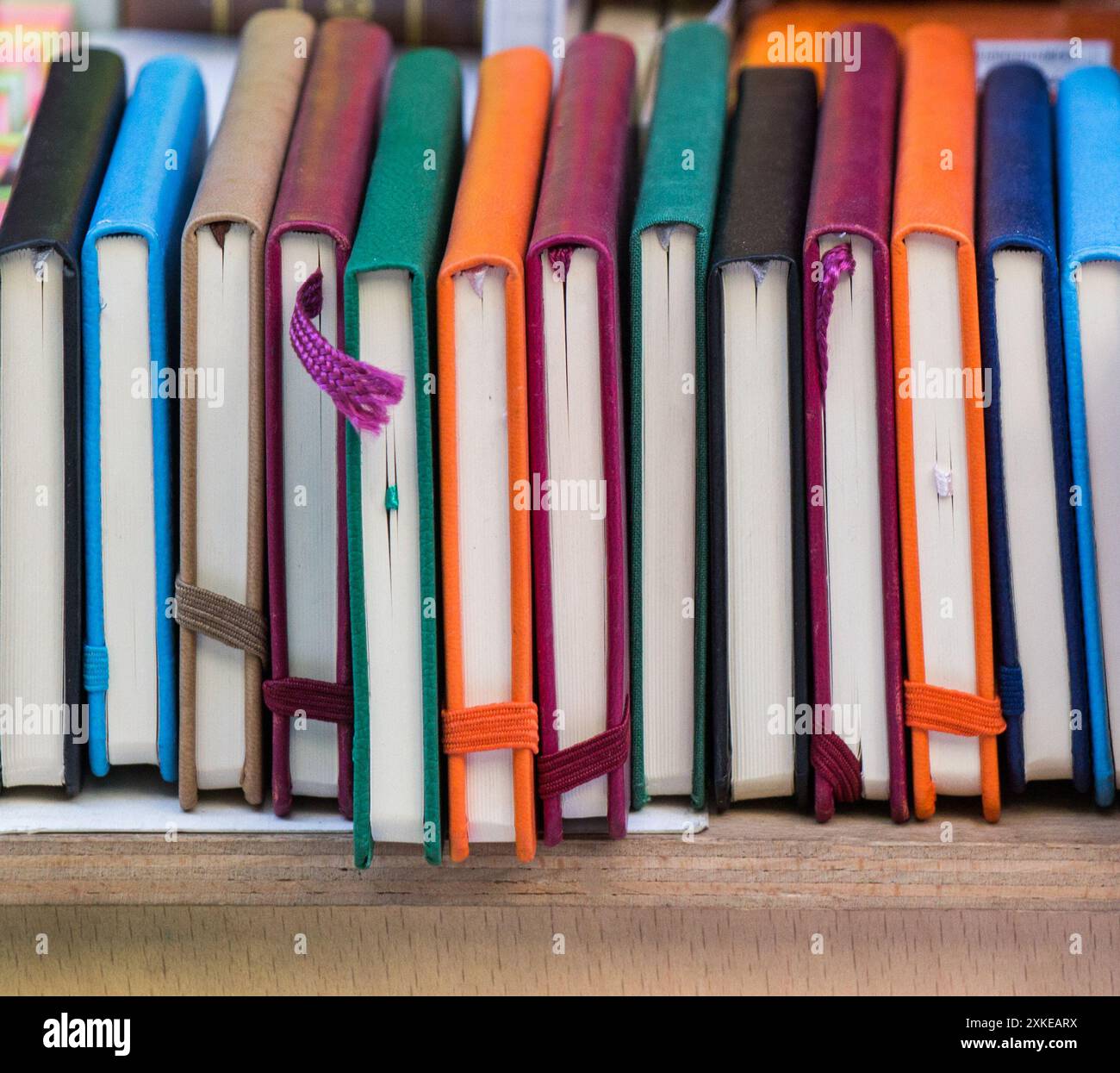 Set of color note books in the view Stock Photo - Alamy