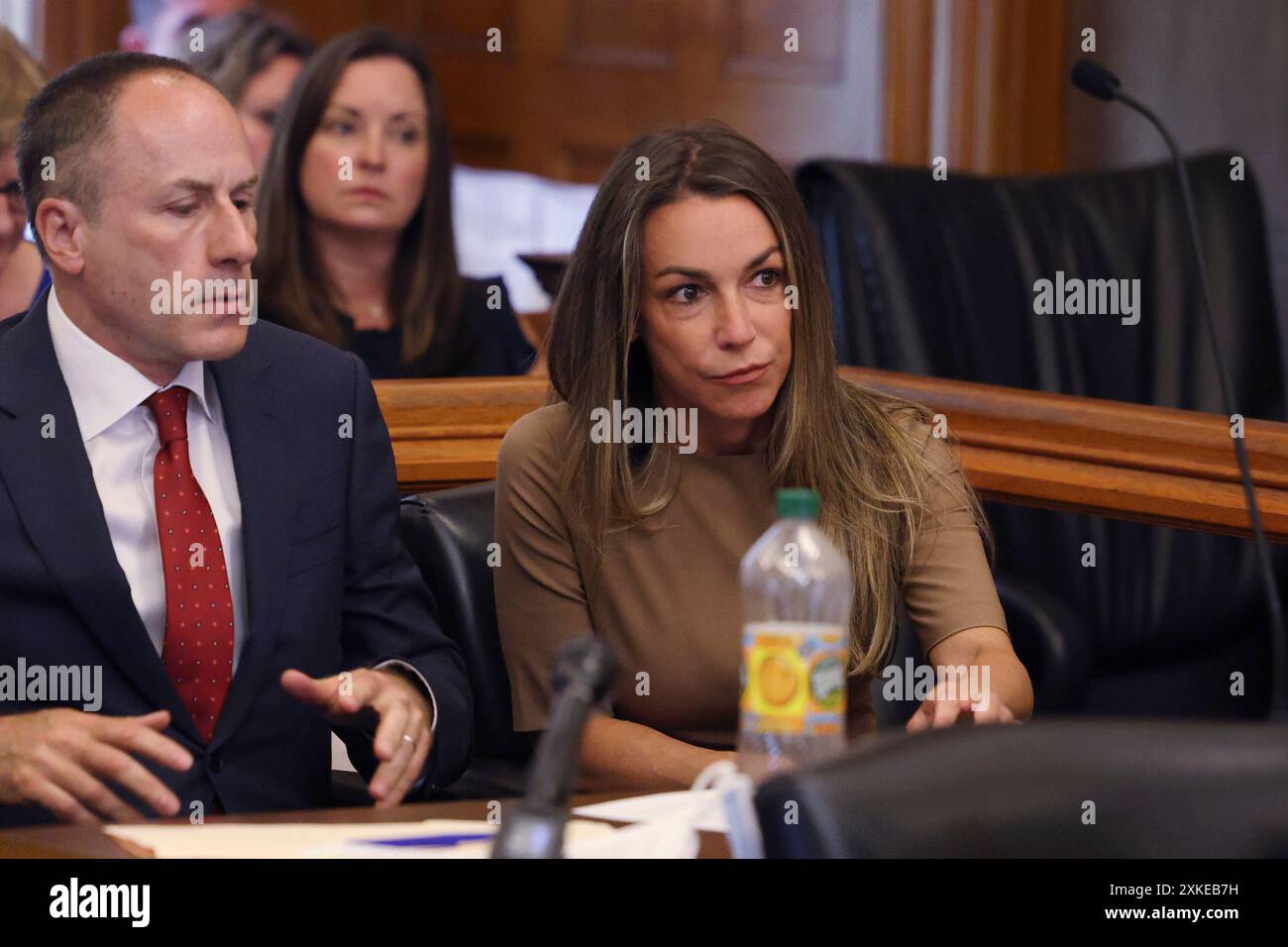 Karen Read, right, sits with her attorney David Yannetti during her ...