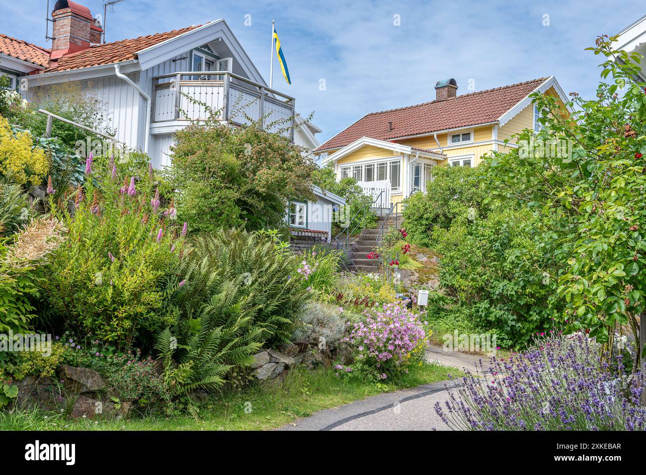 Residential buildings in Grundsund, which is a historic fishing village ...
