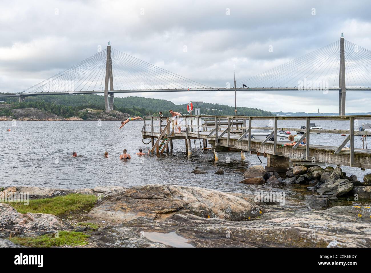 The Uddevalla Bridge and Byfjorden in Bohuslän on the west coast of ...