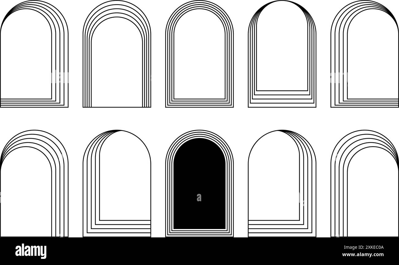 Concentric arch frames isolated on white background. Collection of ...