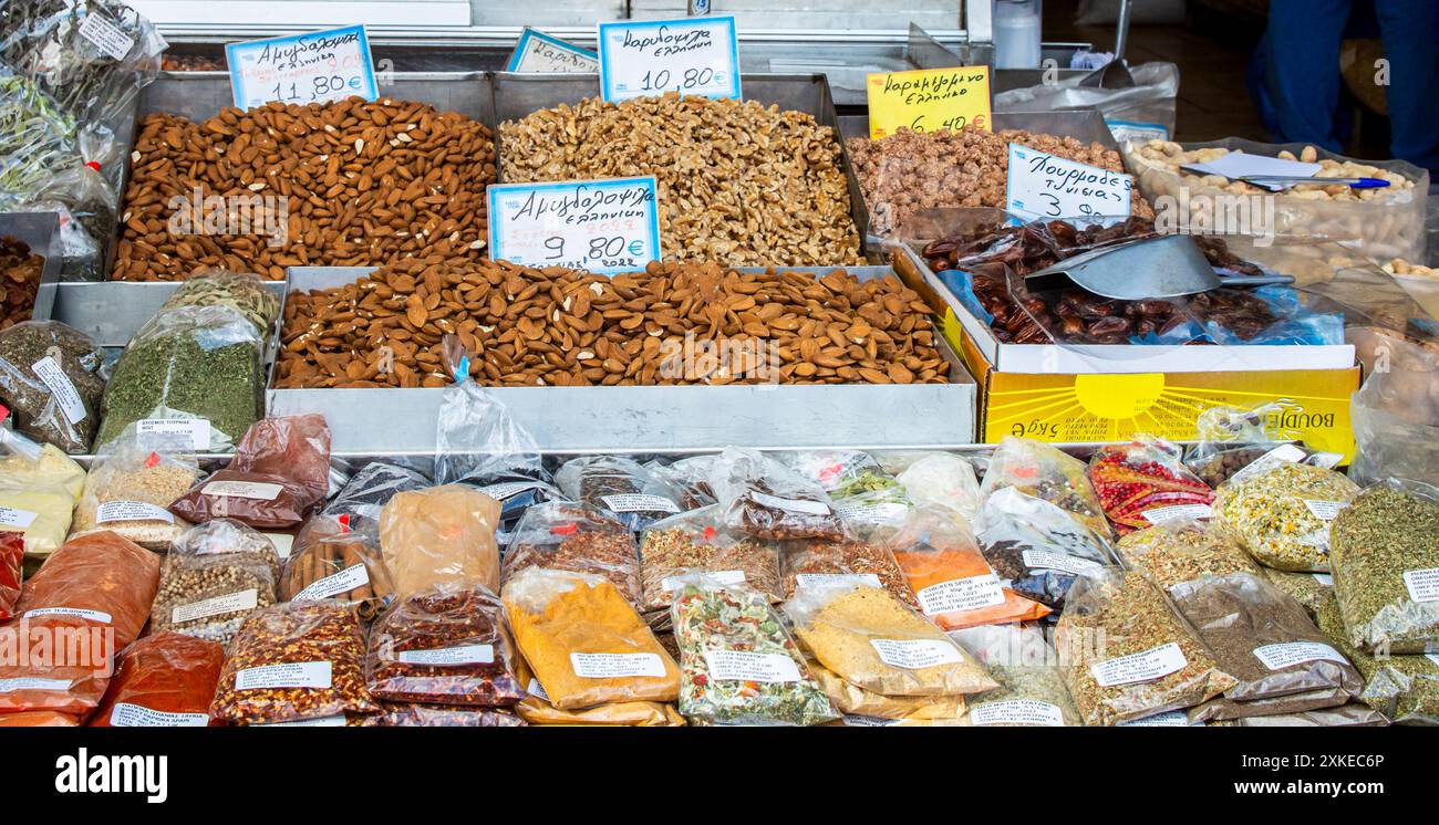 Herbs and spices shop at central market in athens hi-res stock ...