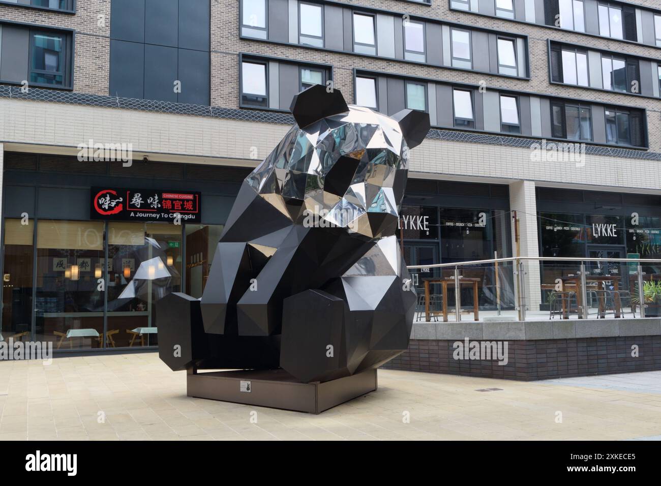 Panda Hendo sculpture in New Era Square Sheffield England UK Stock ...