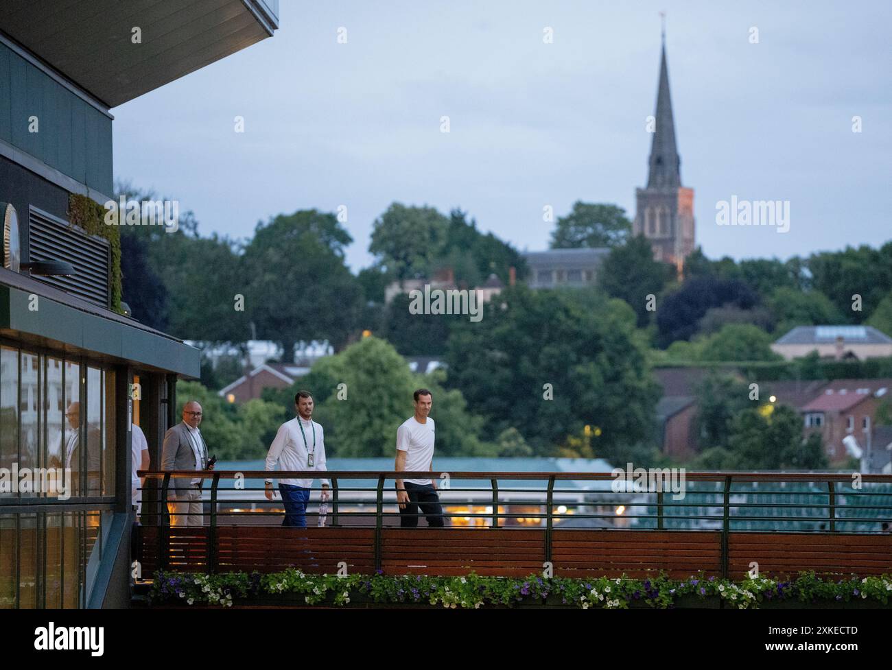 Andy Murray (GBR) takes the applause from spectators on the players ...