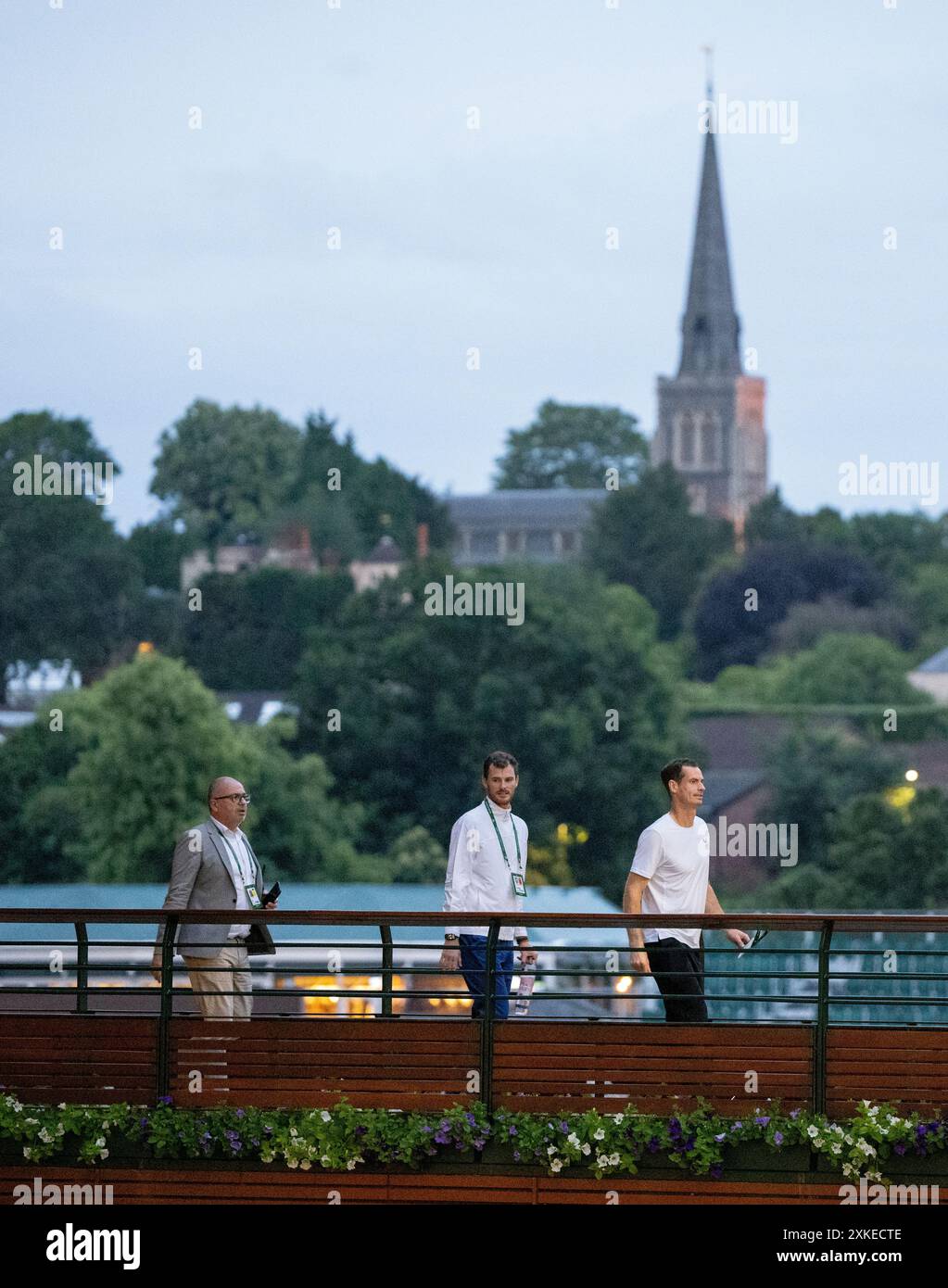 Andy Murray (GBR) takes the applause from spectators on the players ...