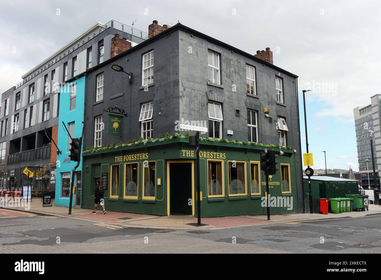 The Foresters pub bar on Division street Sheffield city centre England ...