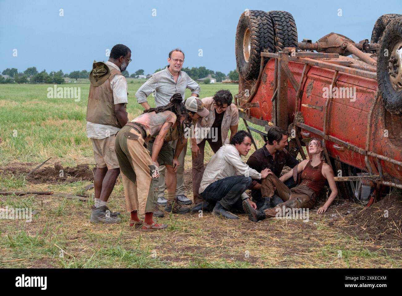 TWISTERS, from left: from left: Tunde Adebimpe, Sasha Lane, Harry ...