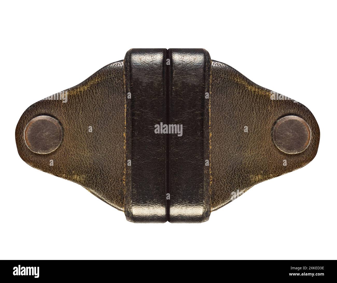 Isolated photo of brown colored worn leather military style worn buckle ...