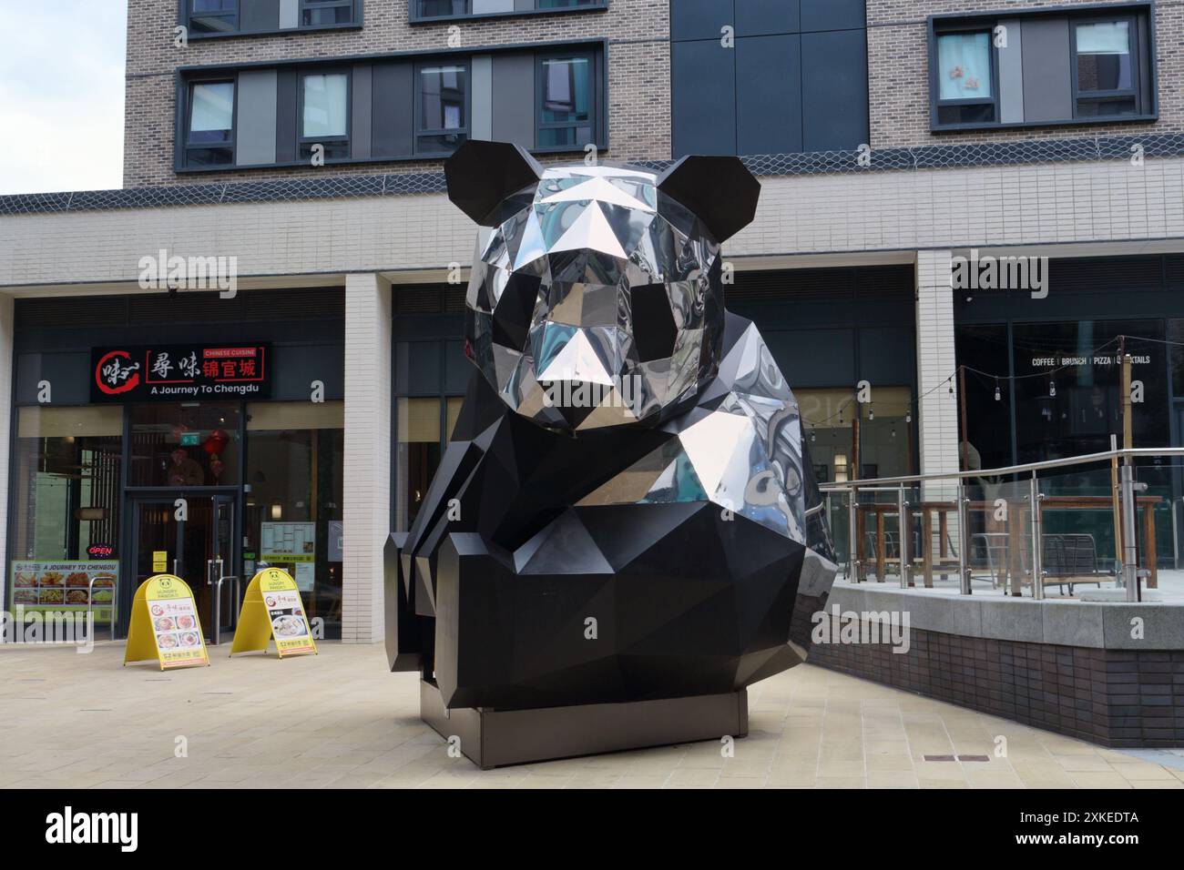 Panda Hendo sculpture in New Era Square Sheffield England UK Stock ...
