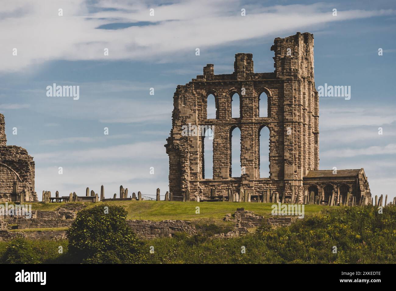 The historic ruins of the Tynemouth Priory and Castle overlooking the ...