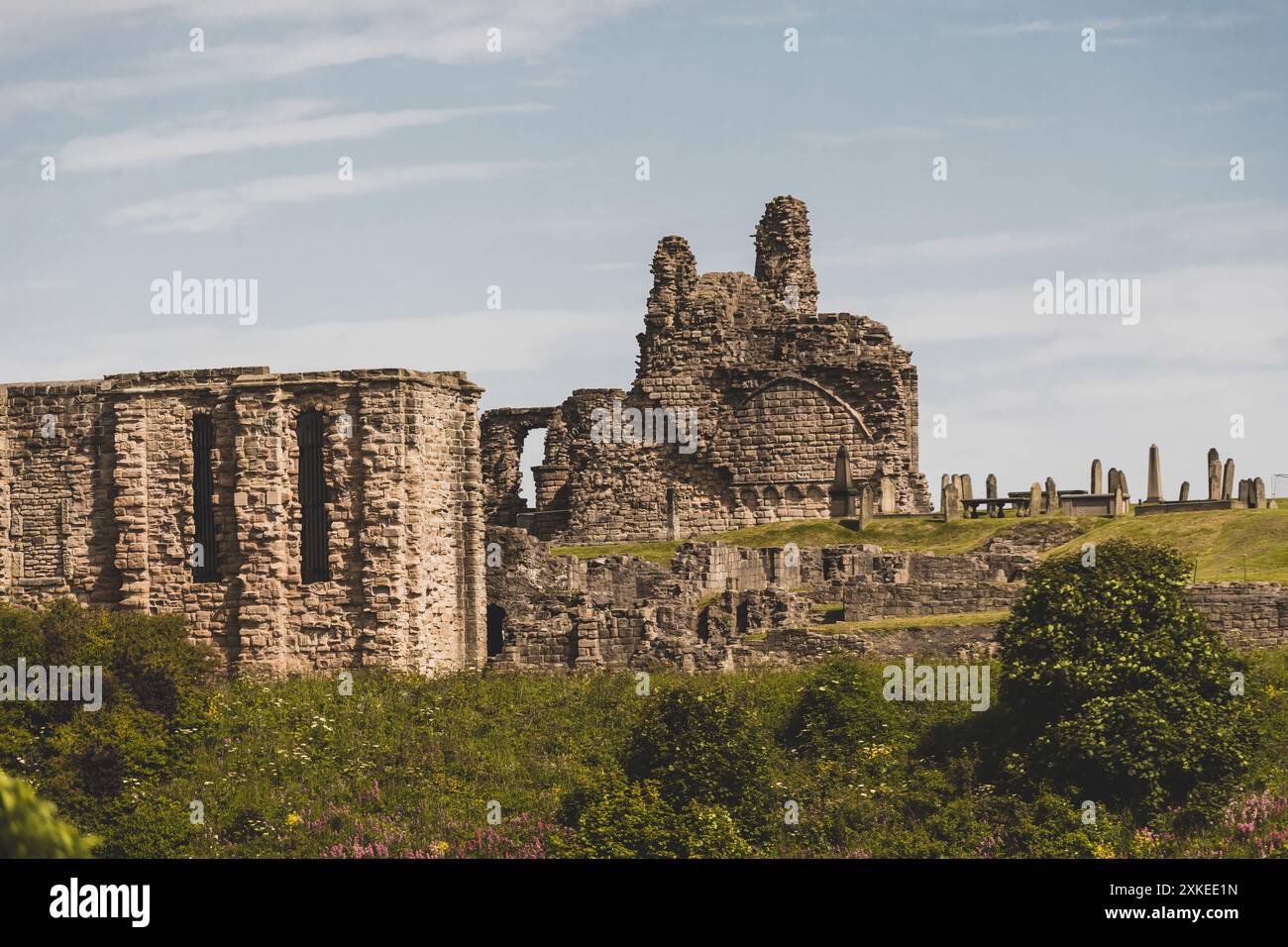 The historic ruins of the Tynemouth Priory and Castle overlooking the ...