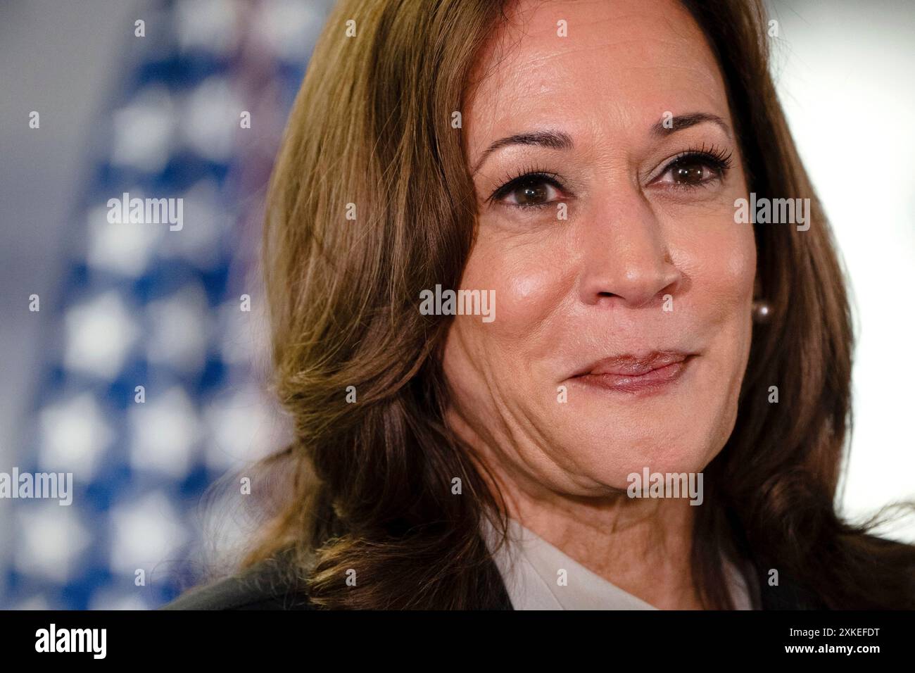 Vice President Kamala Harris speaks at her campaign headquarters in ...