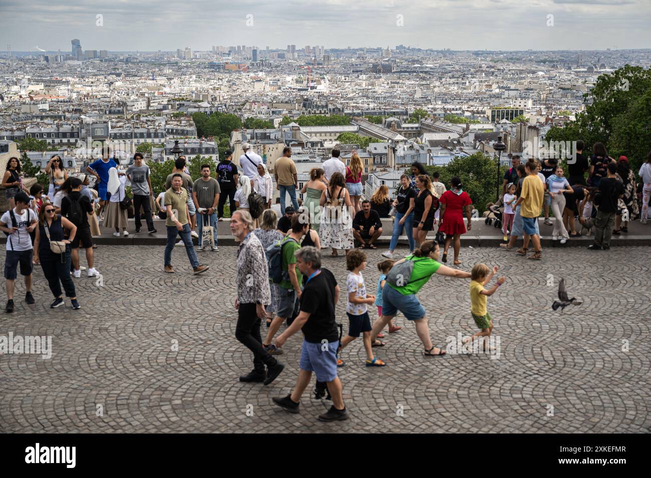 Paris, France. 22nd July, 2024. 240722 Tourists sees the skyline over ...