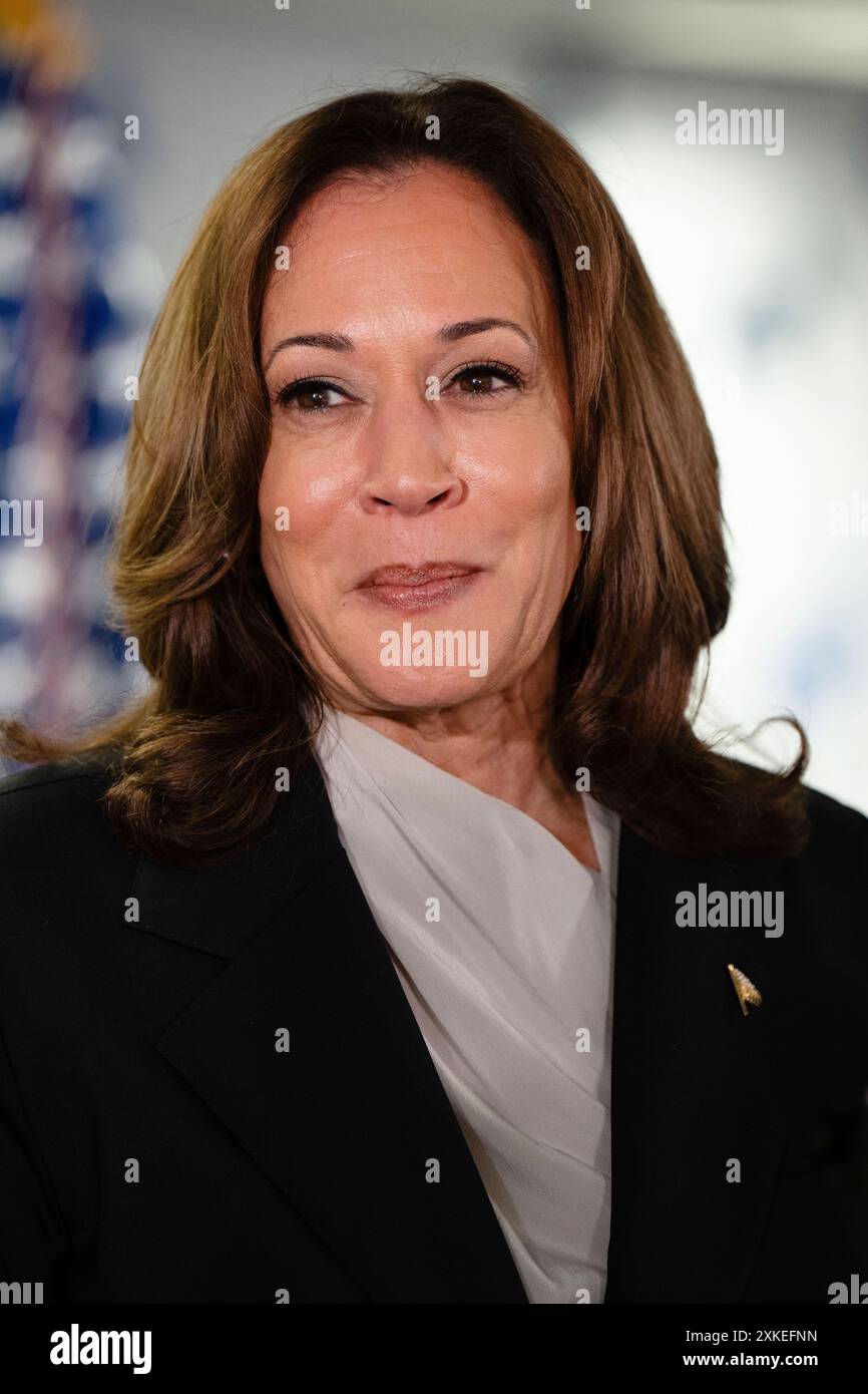 Vice President Kamala Harris speaks at her campaign headquarters in ...