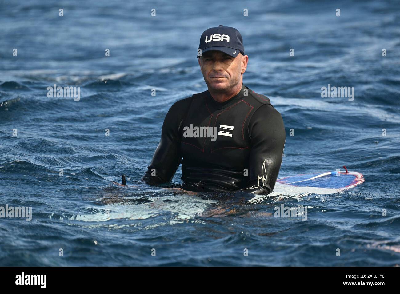 United States surfing coach Shane Dorian looks on during a training ...