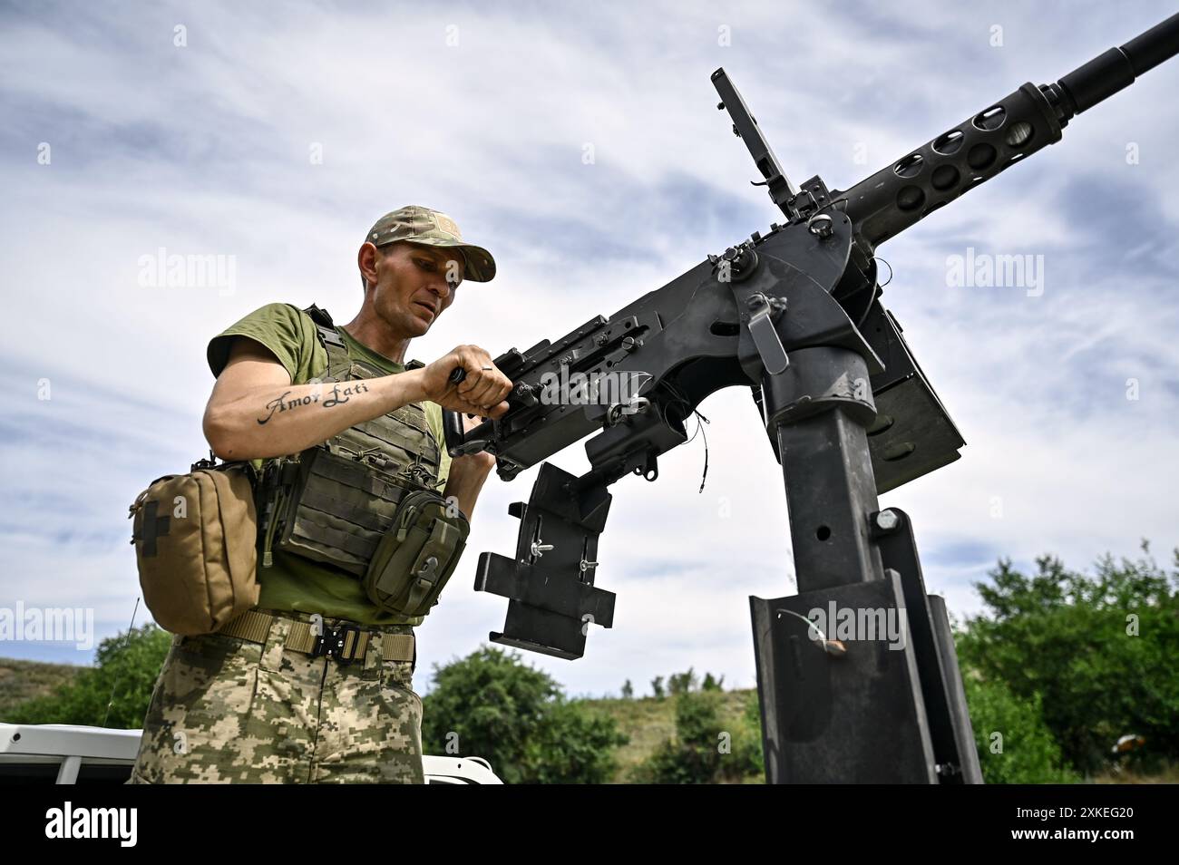 ZAPORIZHZHIA REGION, UKRAINE - JULY 10, 2024 - A fighter of the ...