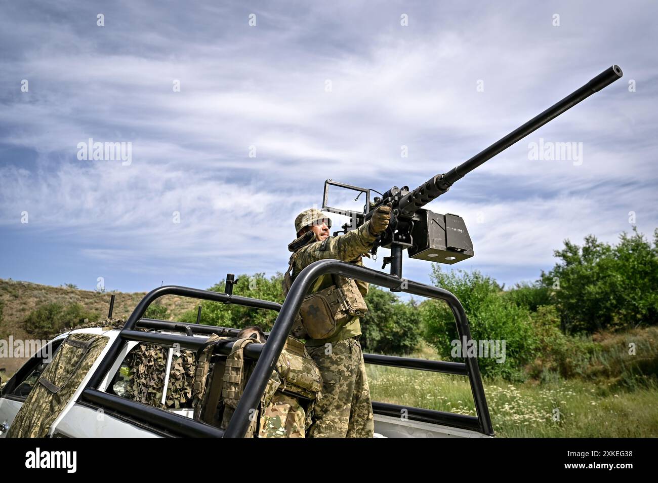 ZAPORIZHZHIA REGION, UKRAINE - JULY 10, 2024 - A fighter of the ...