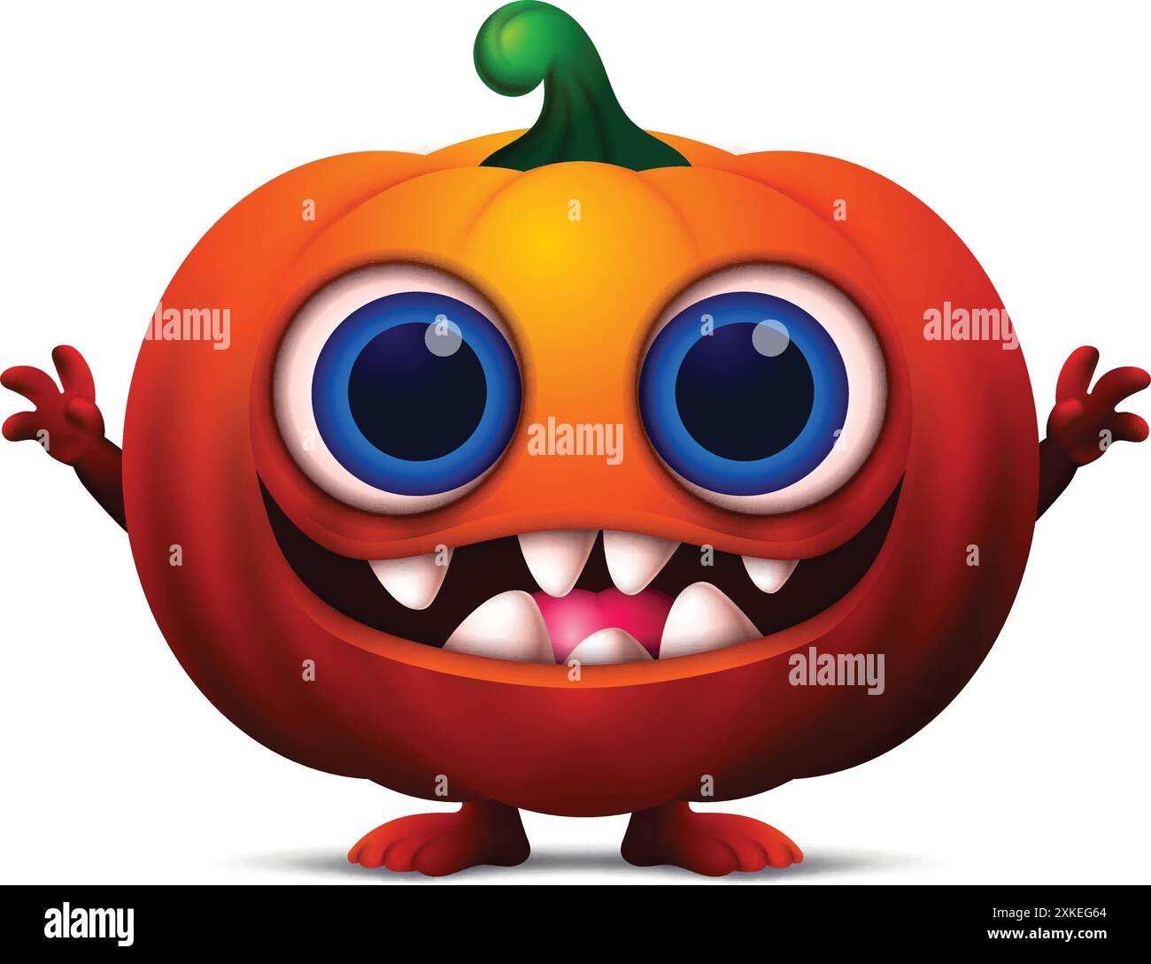 Cartoon Pumpkin monster, happy halloween clipart with big bulging eyes ...