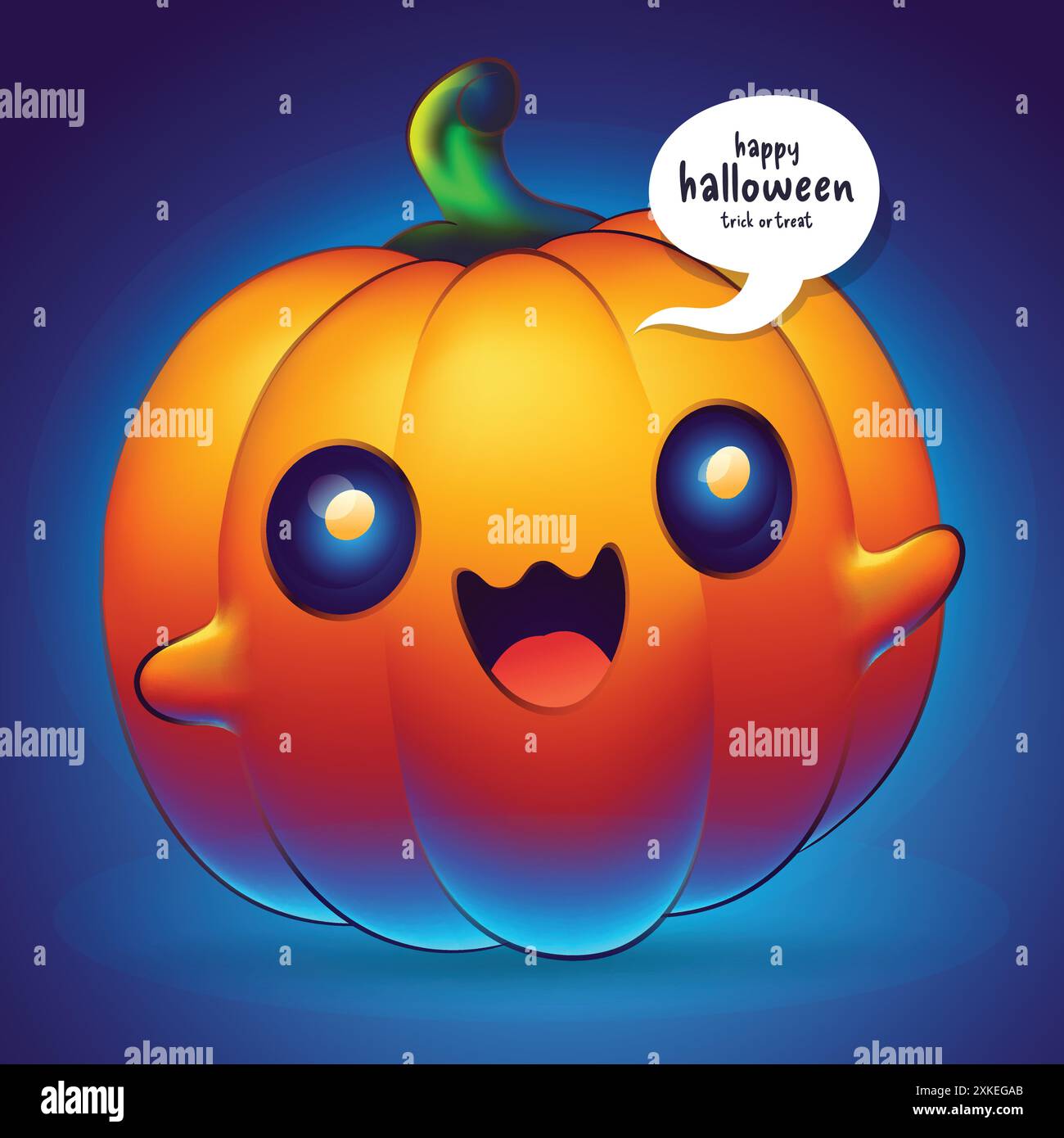Cute Cartoon Pumpkin Monster happy Halloween Vector Clipart Stock ...
