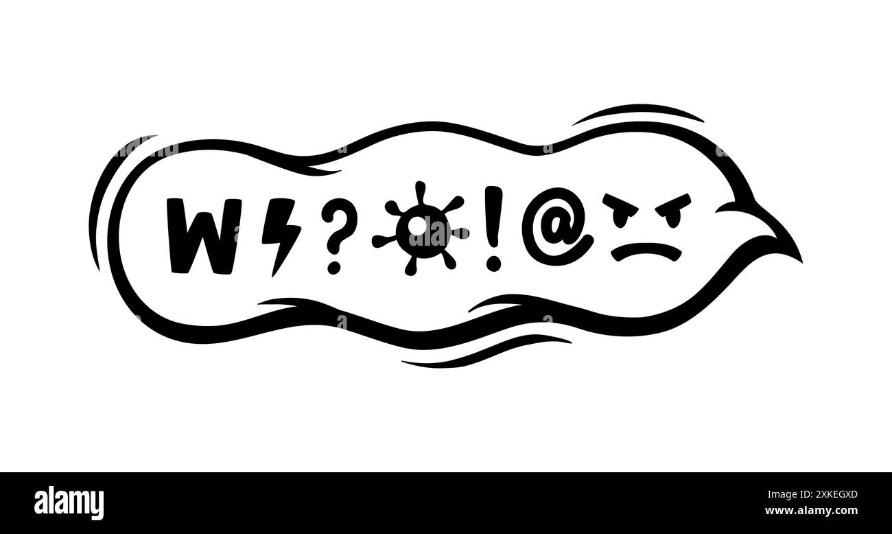 Swear speech bubble in cartoon comic doodle for aggressive expletive ...