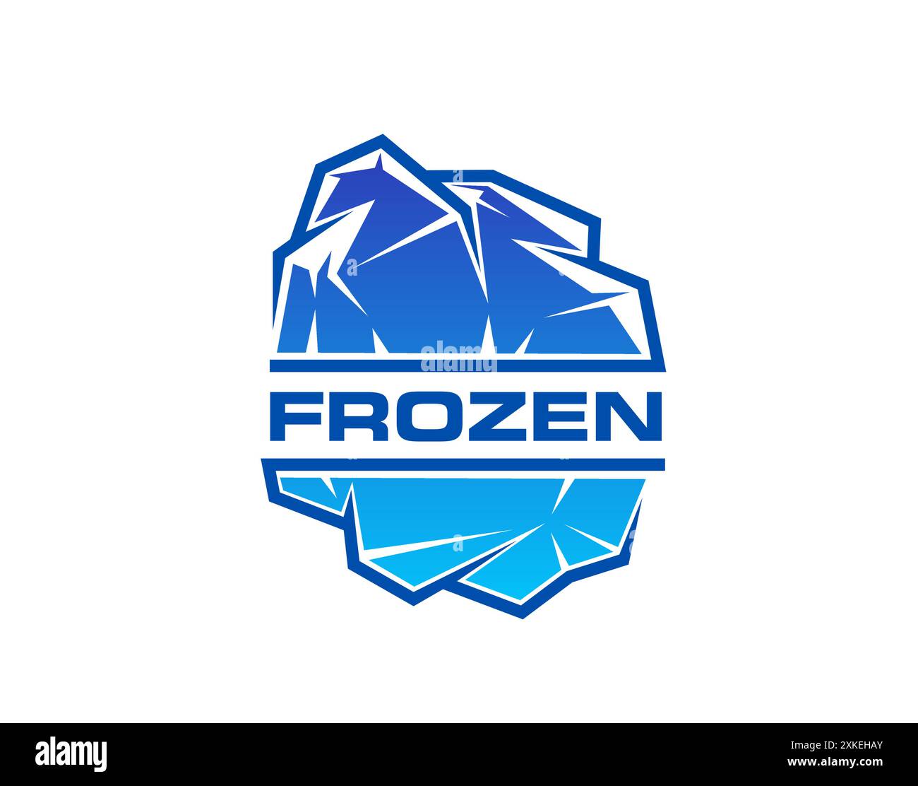 Frozen product icon with blue iceberg or ice crystal. Isolated vector ...