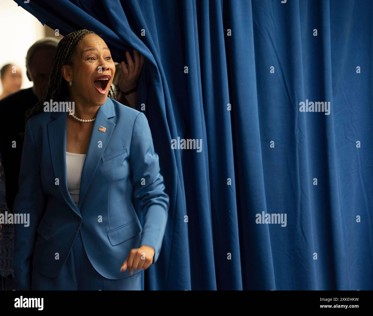 Rep. Lisa Blunt Rochester, D-Del., is pictured at Vice President Kamala ...