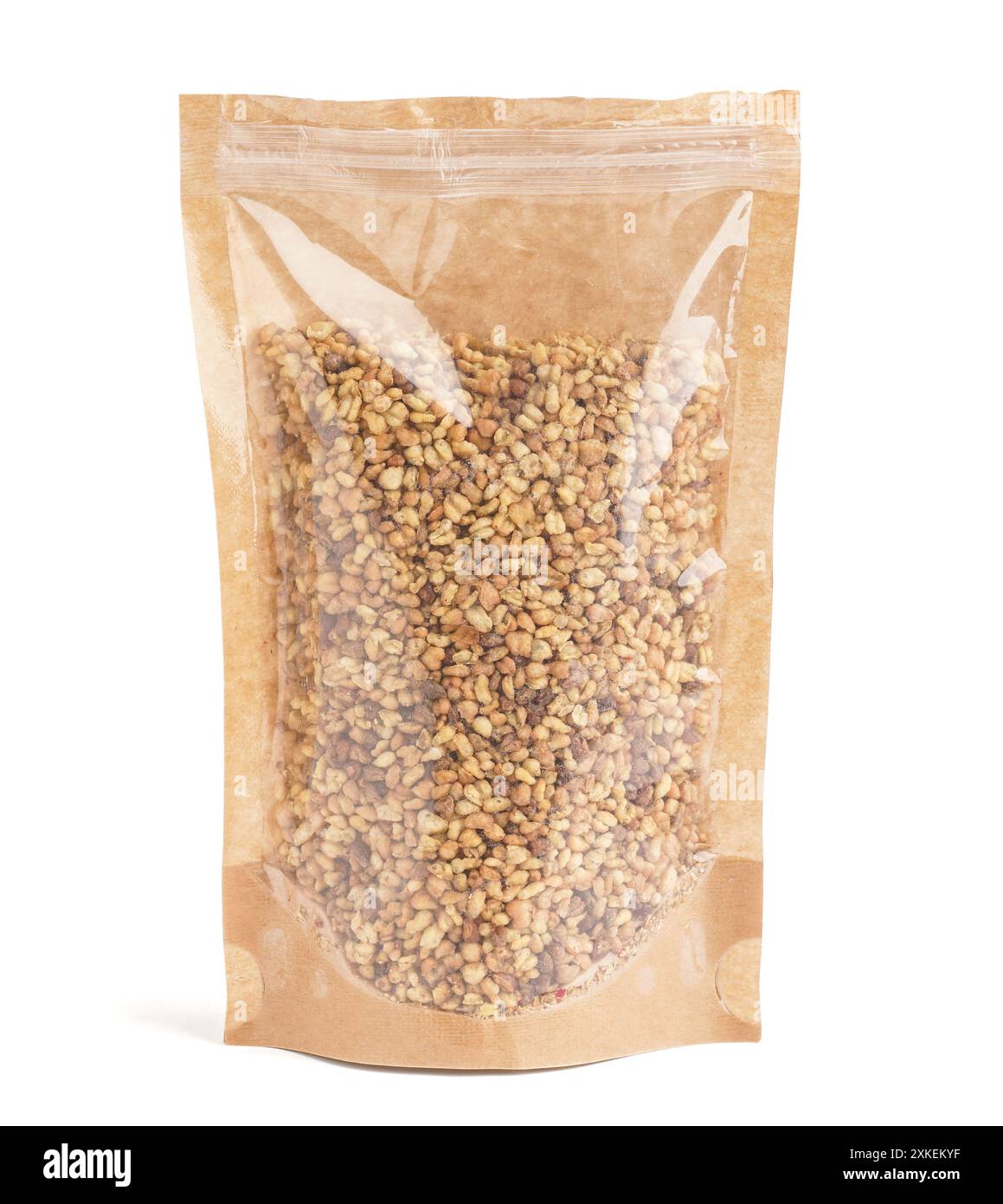 Pack with raw buckwheat grains on white background Stock Photo - Alamy