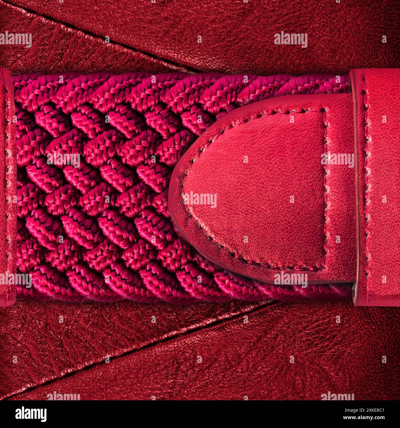Seamless 4k photo texture photo of red colored stitched leather surface ...