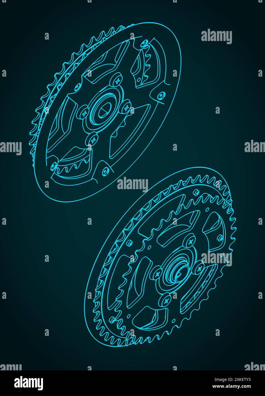 Stylized vector illustration of isometric technical drawings of ...